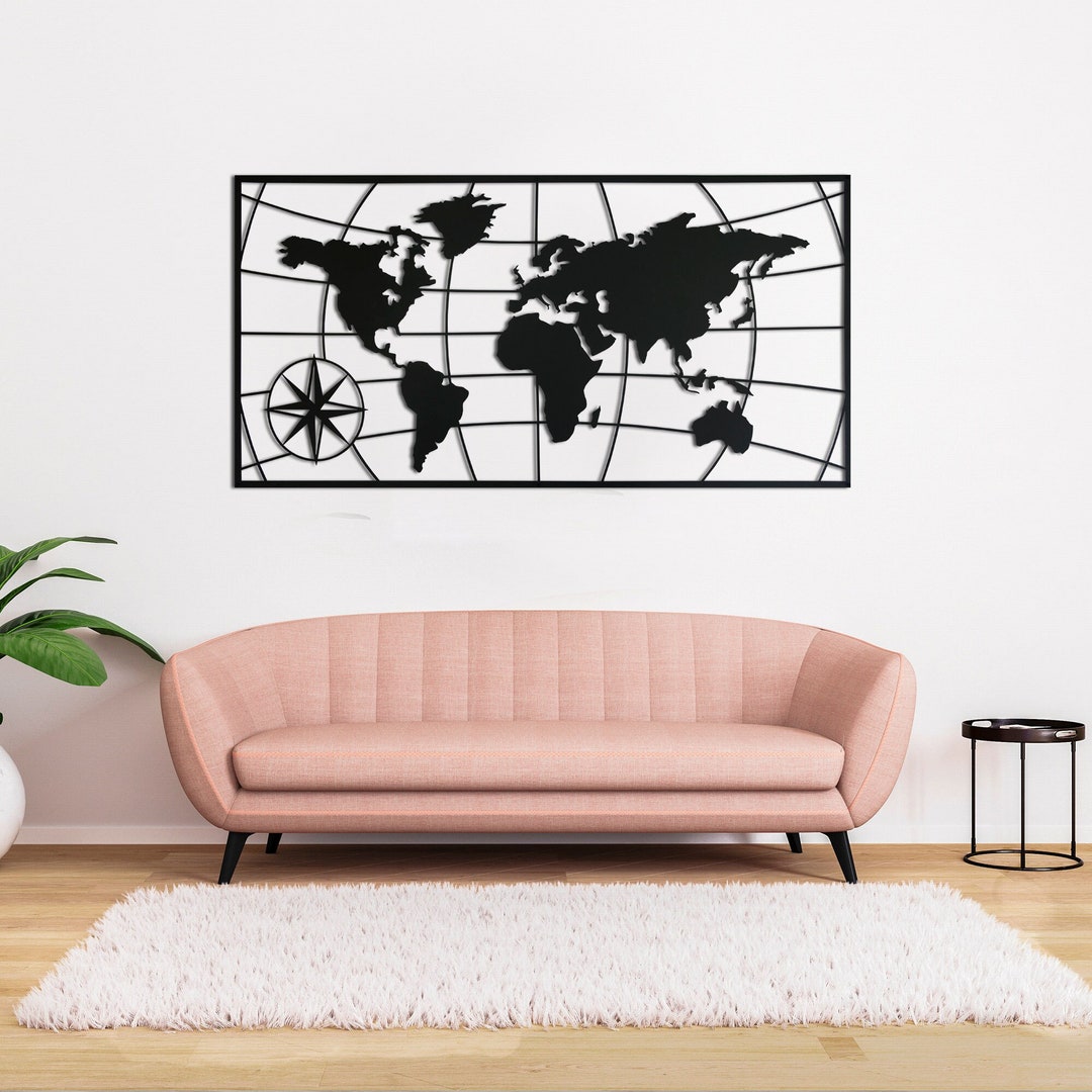 Metal World Map Metal Wall Decor Art Work World Map Wall - Etsy
