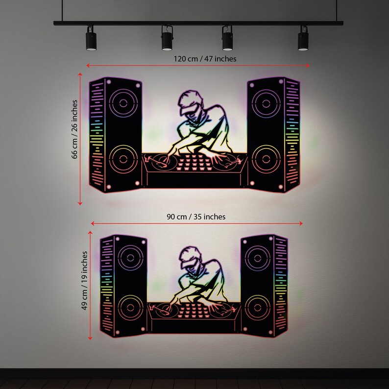 LED DJ Metal Wall Art: Color Changing Music Decor - Etsy