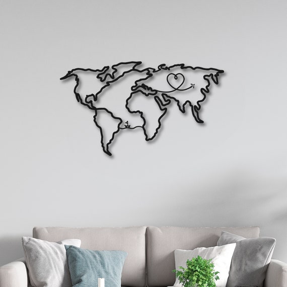Metal World Map Wall Art World Map Compass Continent Metal - Etsy