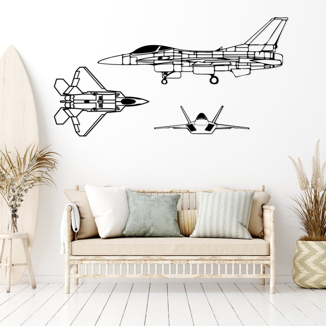 F22 Raptor Metal Wall Art: Airplane Decor for Teen Room - Etsy