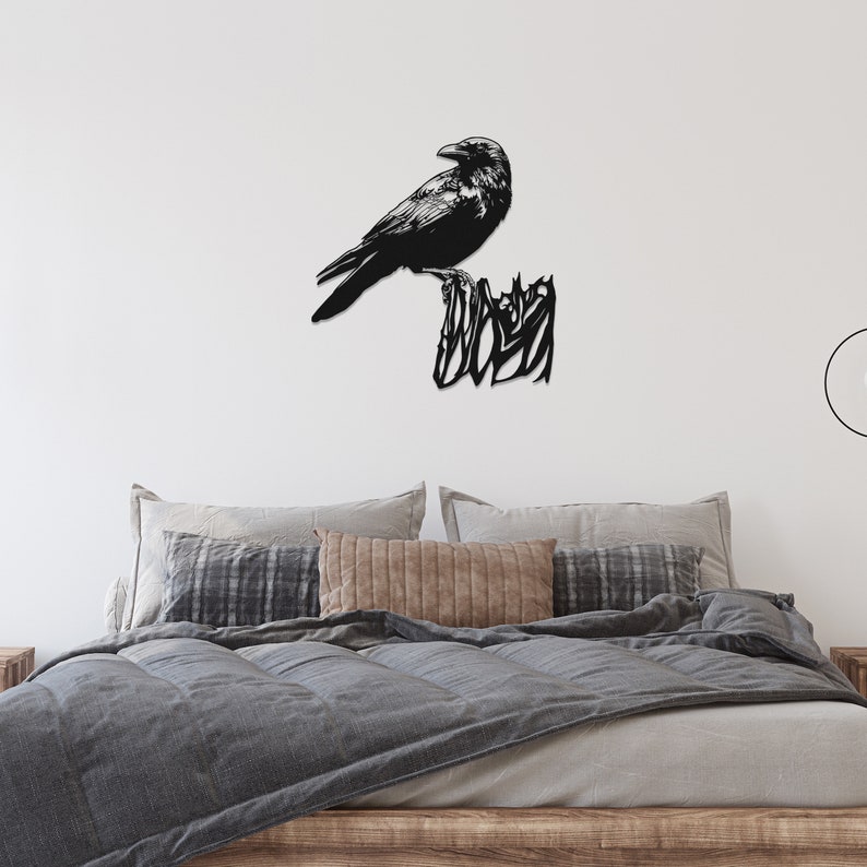 Metal Wall Art Crow Wall Art Crow Wall Decor Office - Etsy