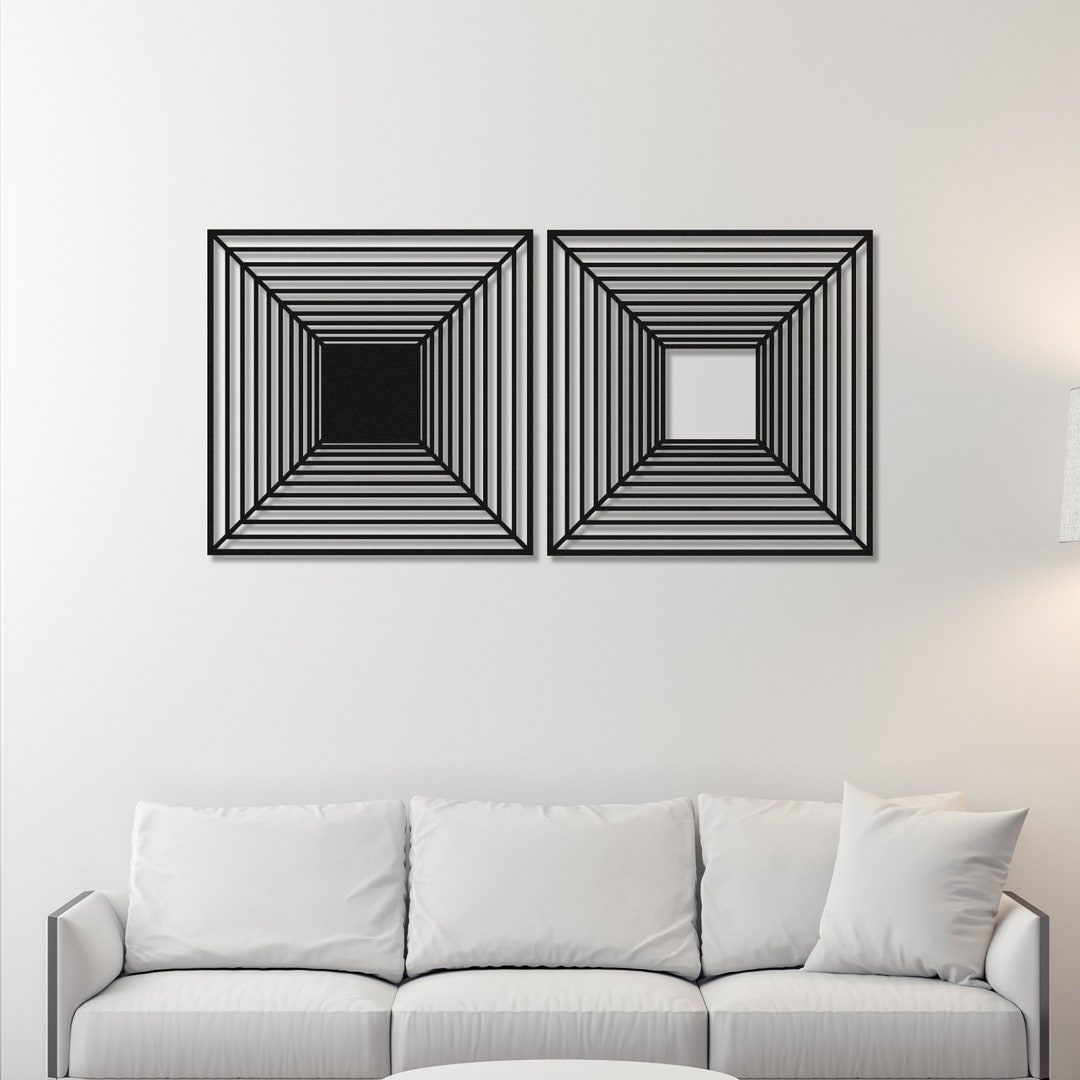 Metal Wall Art, Square Optical Illusion Wall Art, Optical Wall Decor ...