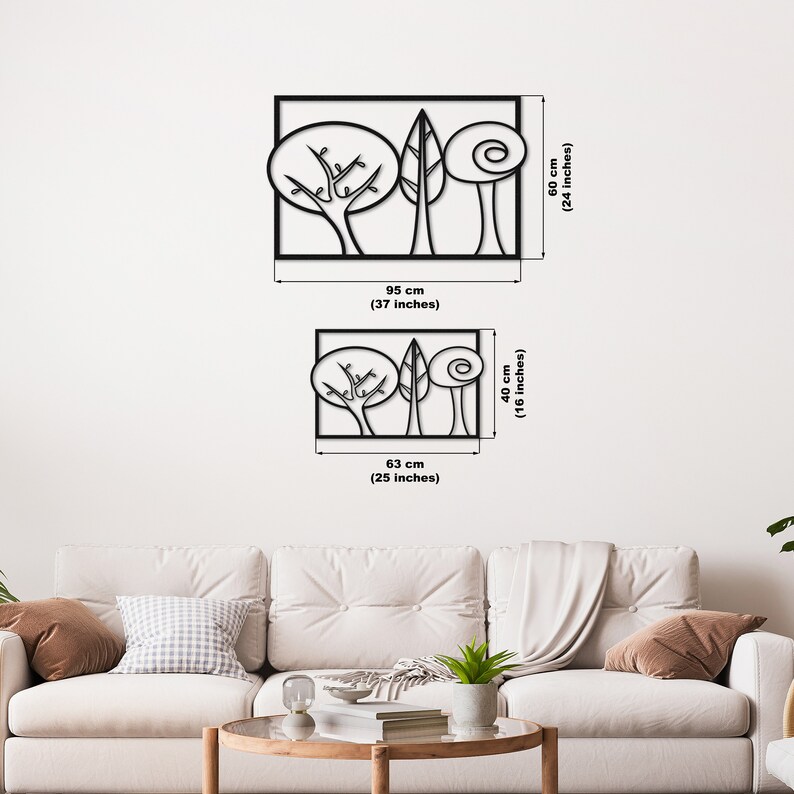 Minimalist Tree Art Metal Wall Art Linear Wall Decor Tree - Etsy