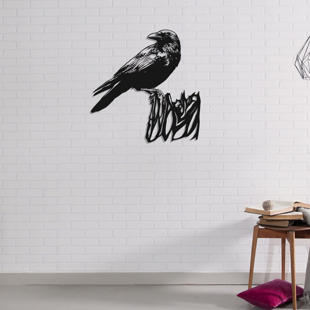 Metal Wall Art Crow Wall Art Crow Wall Decor Office - Etsy