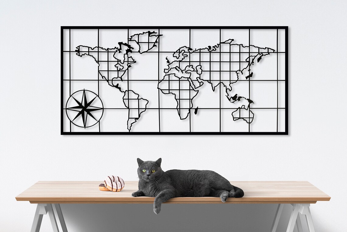 XL World Map Metal Wall Decor Metal World Map Metal Wall | Etsy