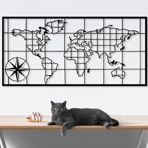 XL World Map Metal Wall Decor, Metal World Map, Metal Wall Decor, Art ...