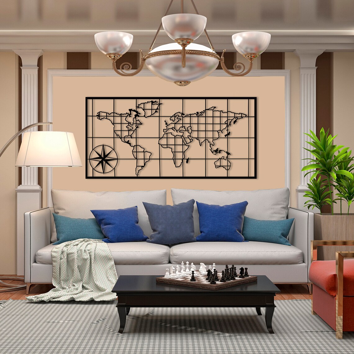 XL World Map Metal Wall Decor Metal World Map Metal Wall | Etsy