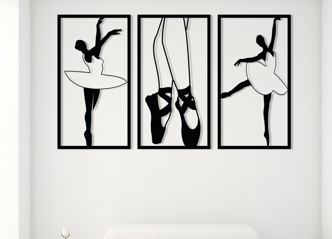 Ballerina Metal Wall Art, Metal Wall Decor, Ballet Dancer 3 Panels ...