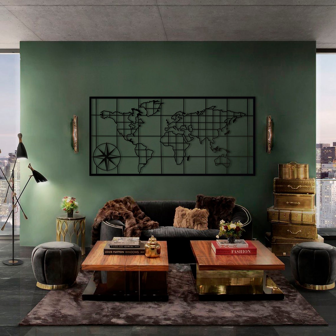 XL World Map Metal Wall Decor Metal World Map Metal Wall | Etsy