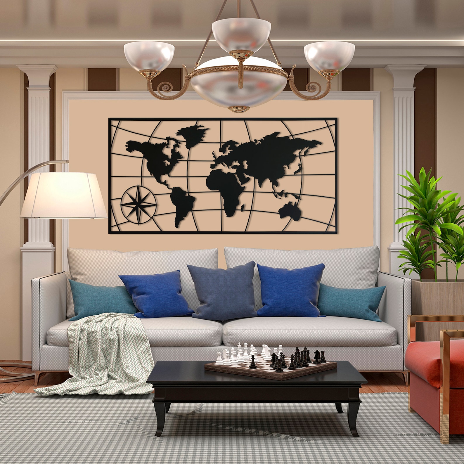 XL World Map Décor Métal Décor Mural Art Décor 3D Mural Décor | Etsy