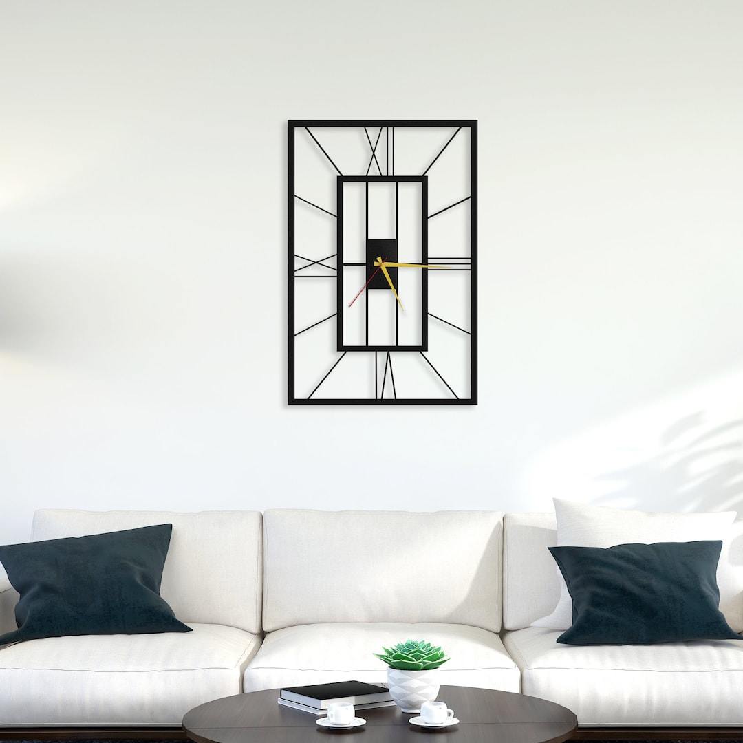 Metal Wall Decor, Metal Wall Art, Rectangle Design Metal Wall Clock ...