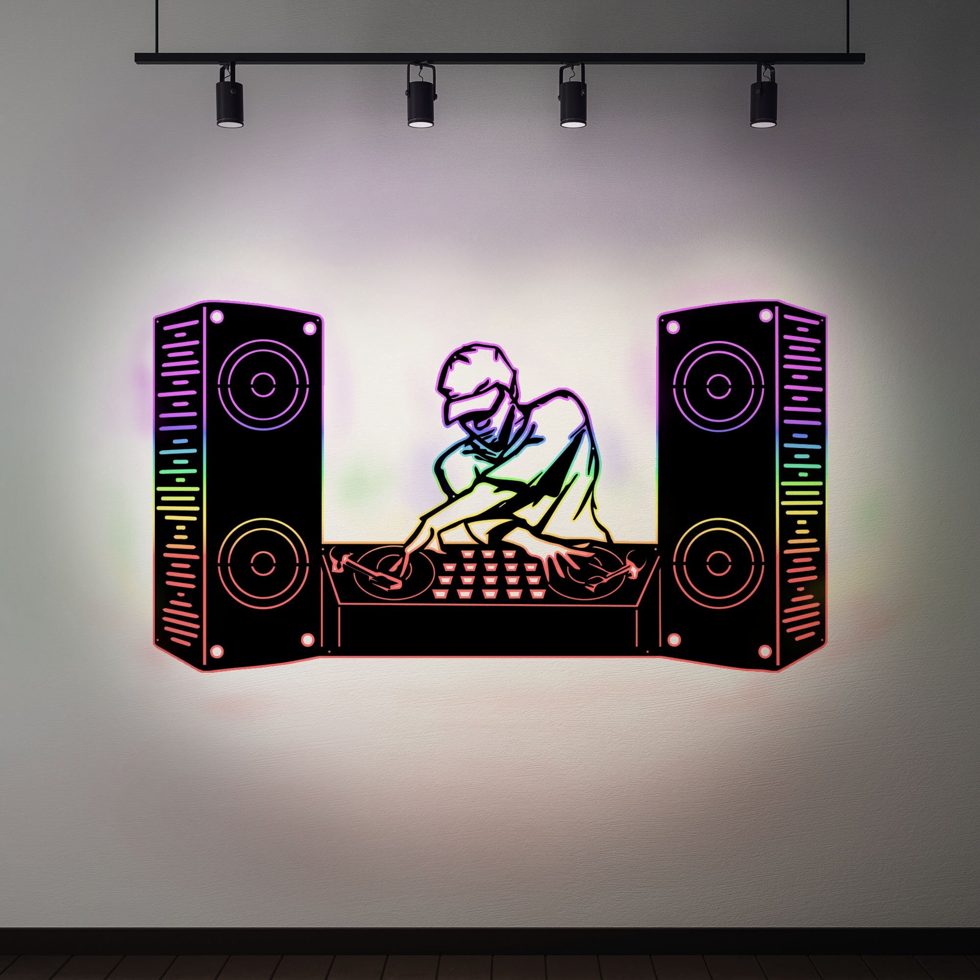 LED DJ Metal Wall Art: Color Changing Music Decor - Etsy