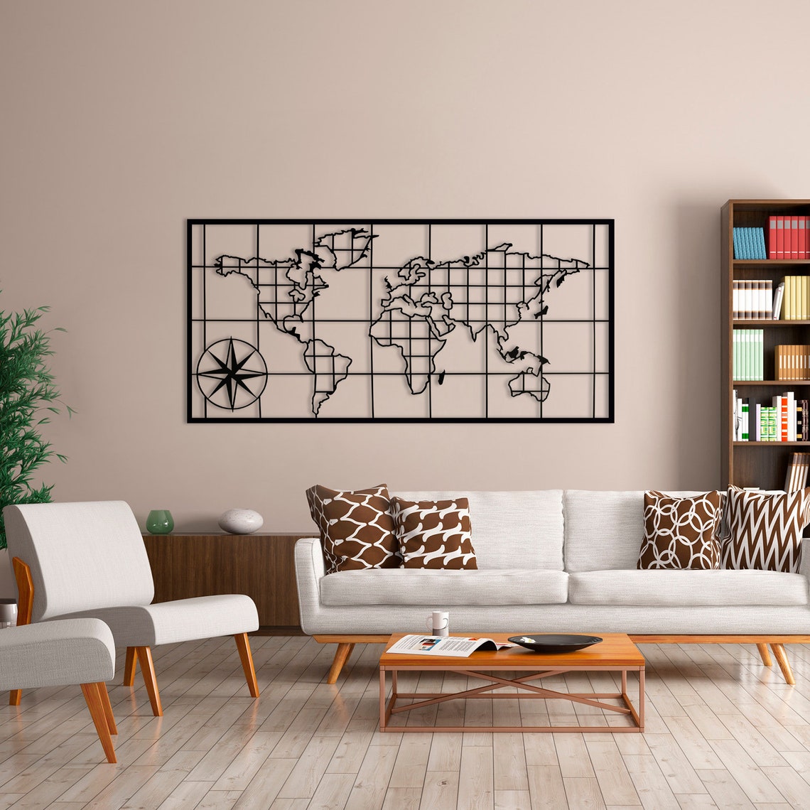 XL World Map Metal Wall Decor Metal World Map Metal Wall | Etsy