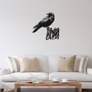 Metal Wall Art, Crow Wall Art, Crow Wall Decor, Office Decoration, Wall ...