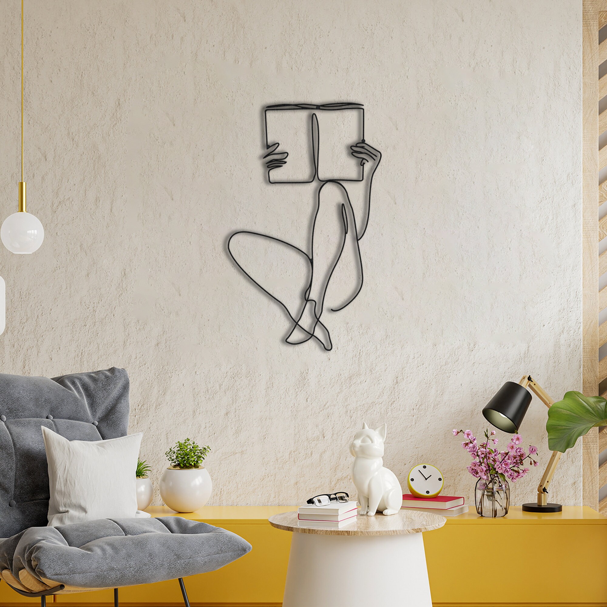 Minimalist Line Art Metal Wall Decor Metal Wall Art Home - Etsy UK