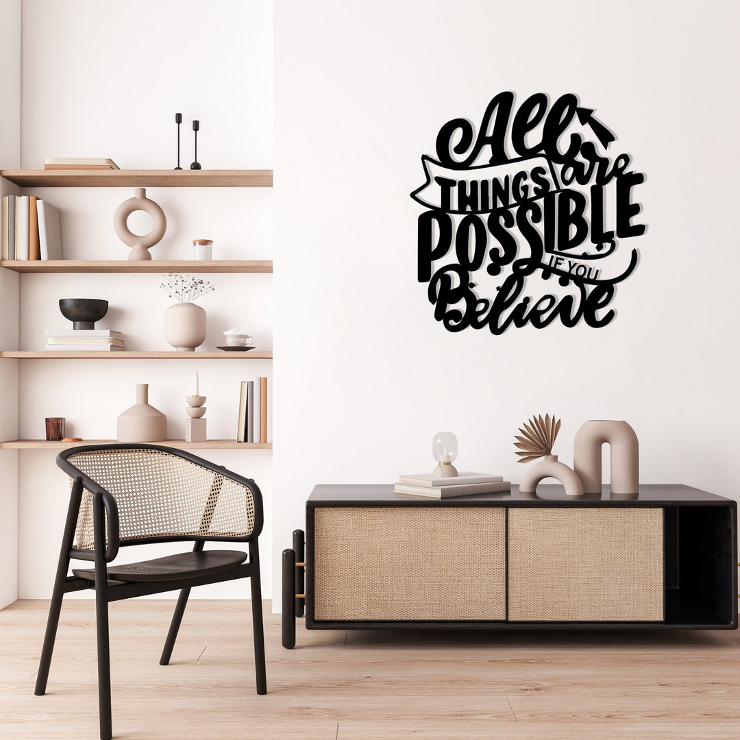 All Things Are Possible Believe Wall Decor, Motto Sign, Metal Wall Art ...