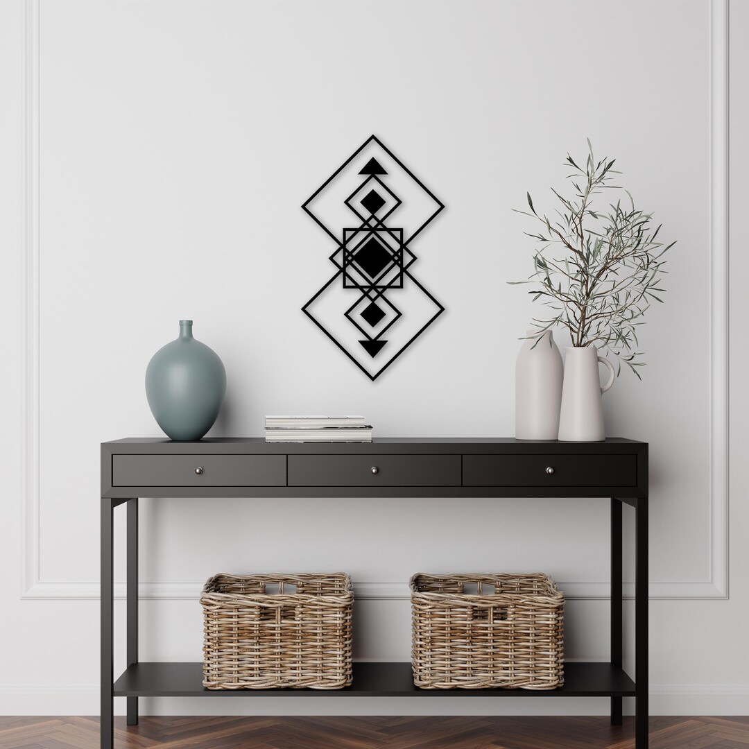 Geometric Metal Wall Art: Modern Diamond Pattern Decor - Etsy
