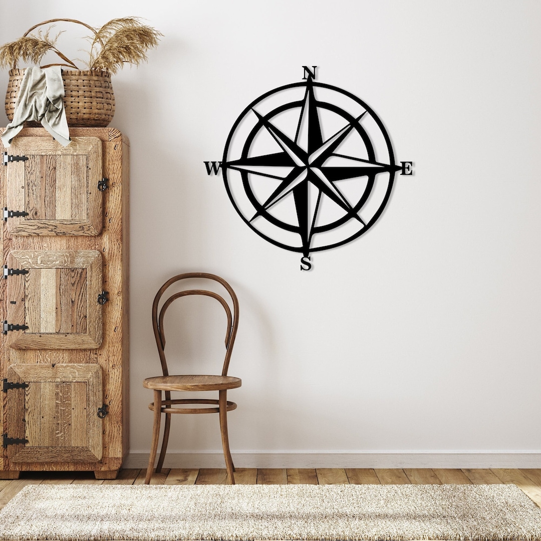 Compass Metal Wall Decor, Metal Map, Metal Wall Decor, Art Work, Wall ...