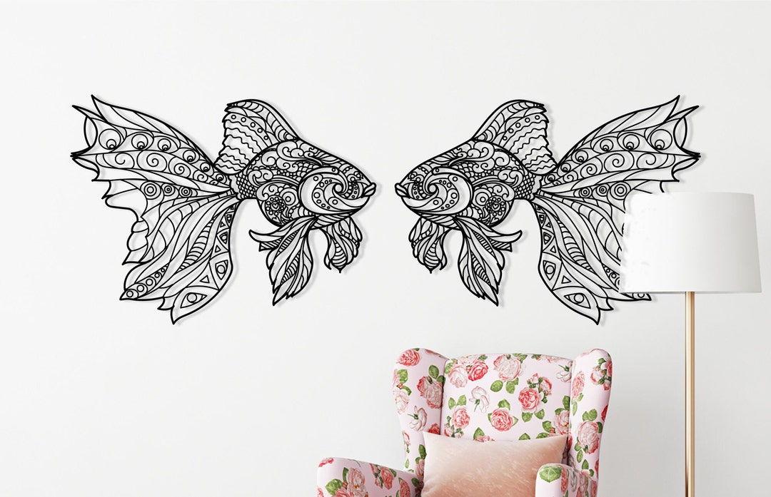Mandala Fish Metal Wall Art: Geometric Home Decor (2 Pcs) - Etsy