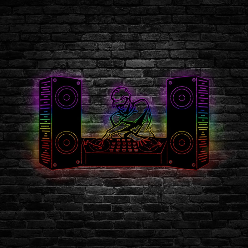 LED DJ Metal Wall Art: Color Changing Music Decor - Etsy