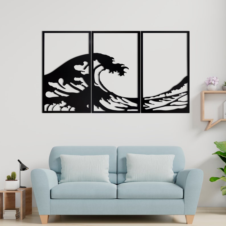 Waves Metal Wall Art: Modern Home Decor (28x16 Inches, 3 Pcs) - Etsy