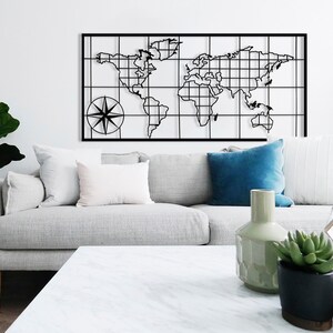 XL World Map Metal Wall Decor, Metal World Map, Metal Wall Decor, Art ...