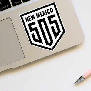 505 Two Sticker Set: 4″ X 5" New Mexico Area Code Black and White ...
