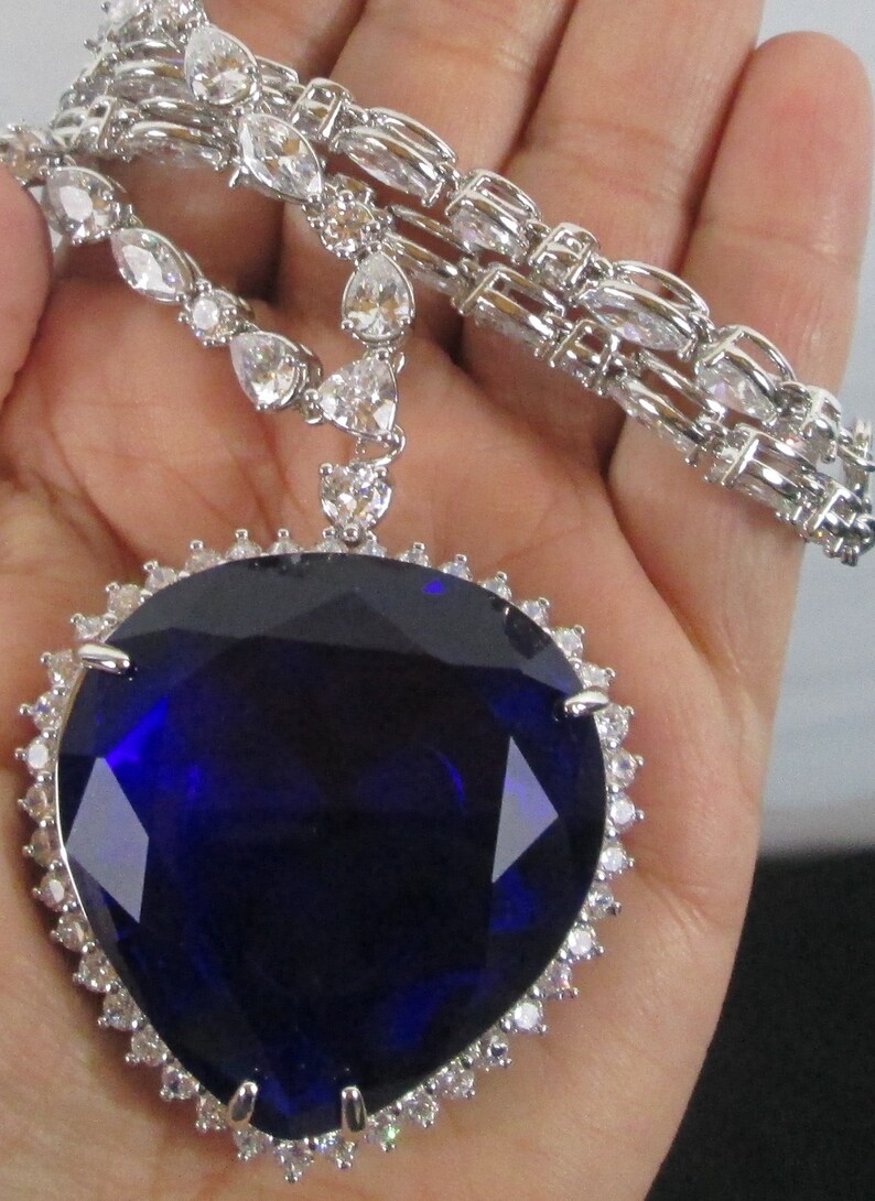 Large STUNNING Titanic Rose Blue Crystal the Heart of the Ocean Sea ...
