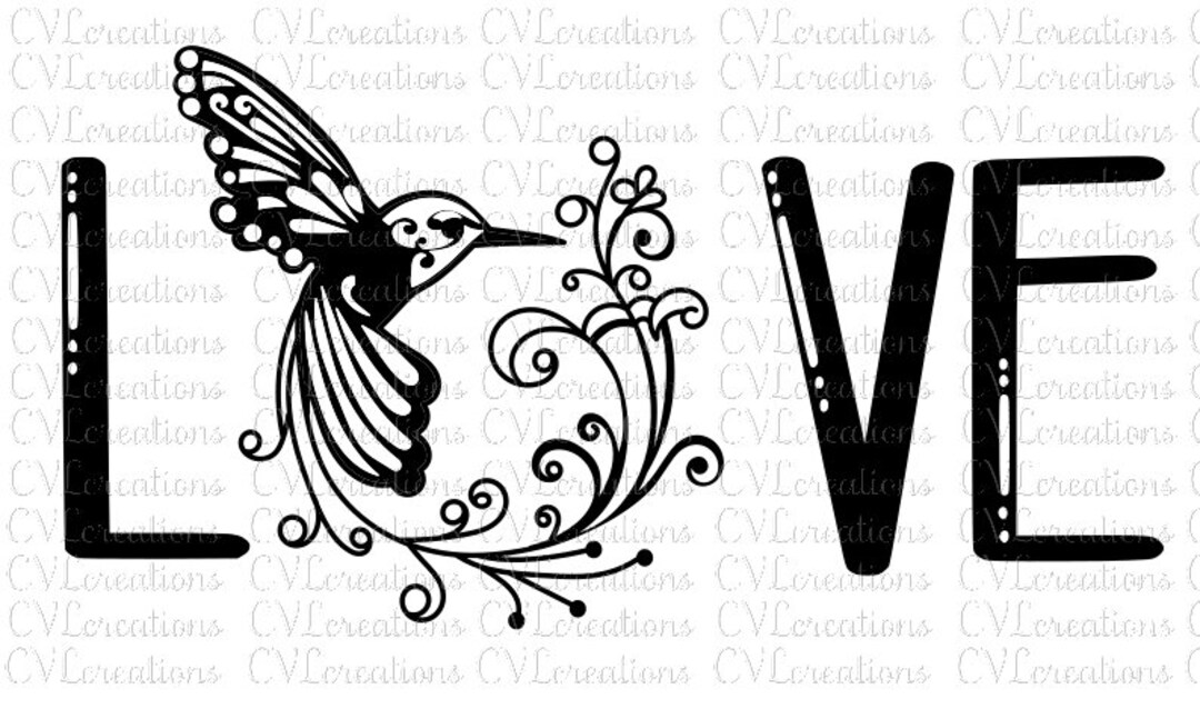 LOVE Hummingbird Digital File SVG DXF Eps Pdf Png - Etsy