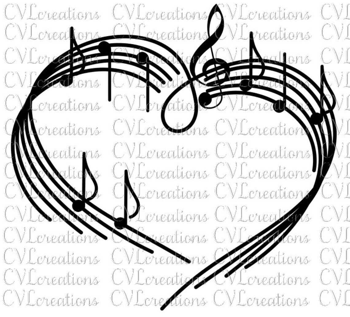 Music Musical Notes Heart Digital File SVG EPS DXF Png Pdf - Etsy