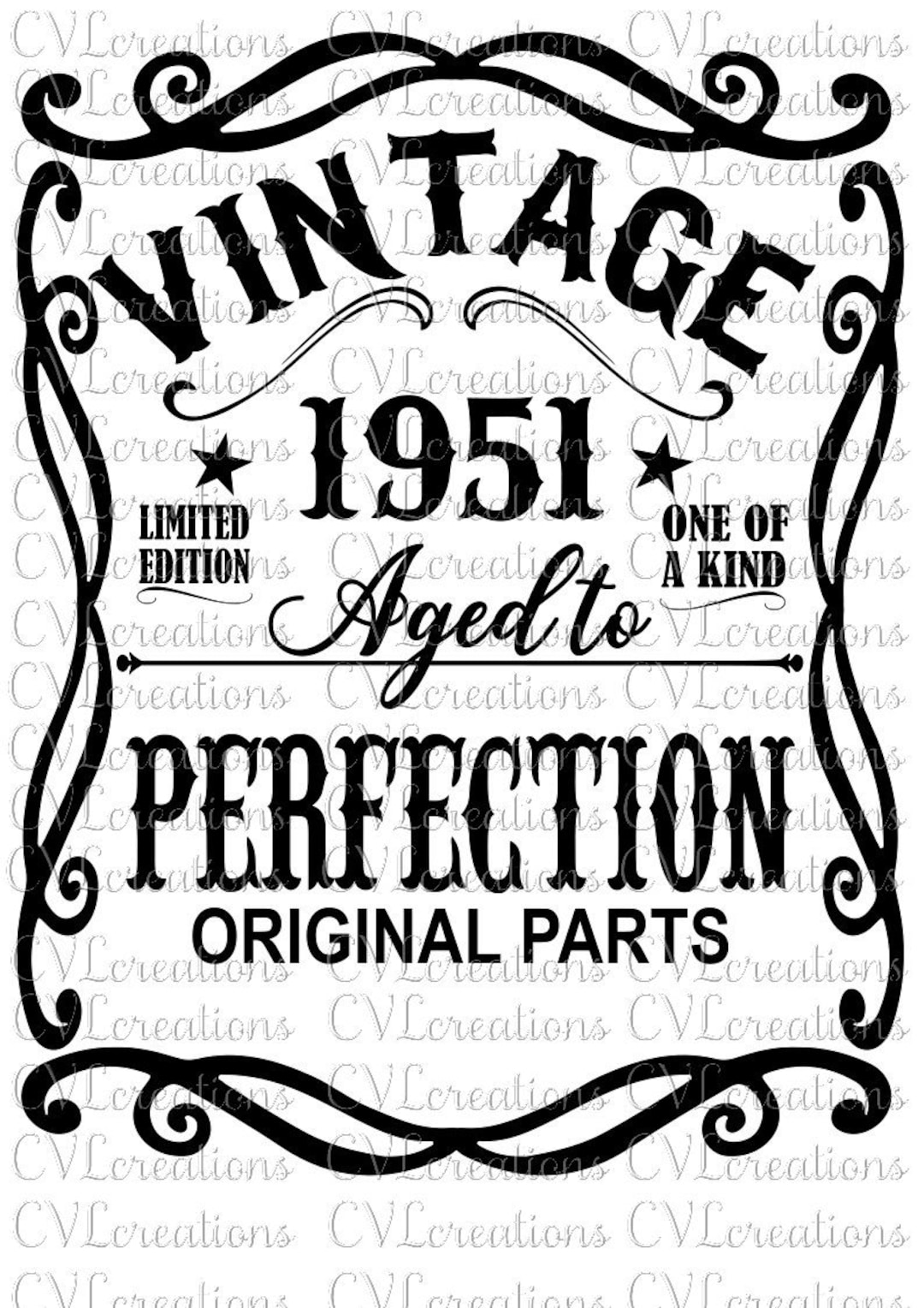 CUSTOMIZED: Vintage Aged to Perfection Original Parts Birthday Digital ...
