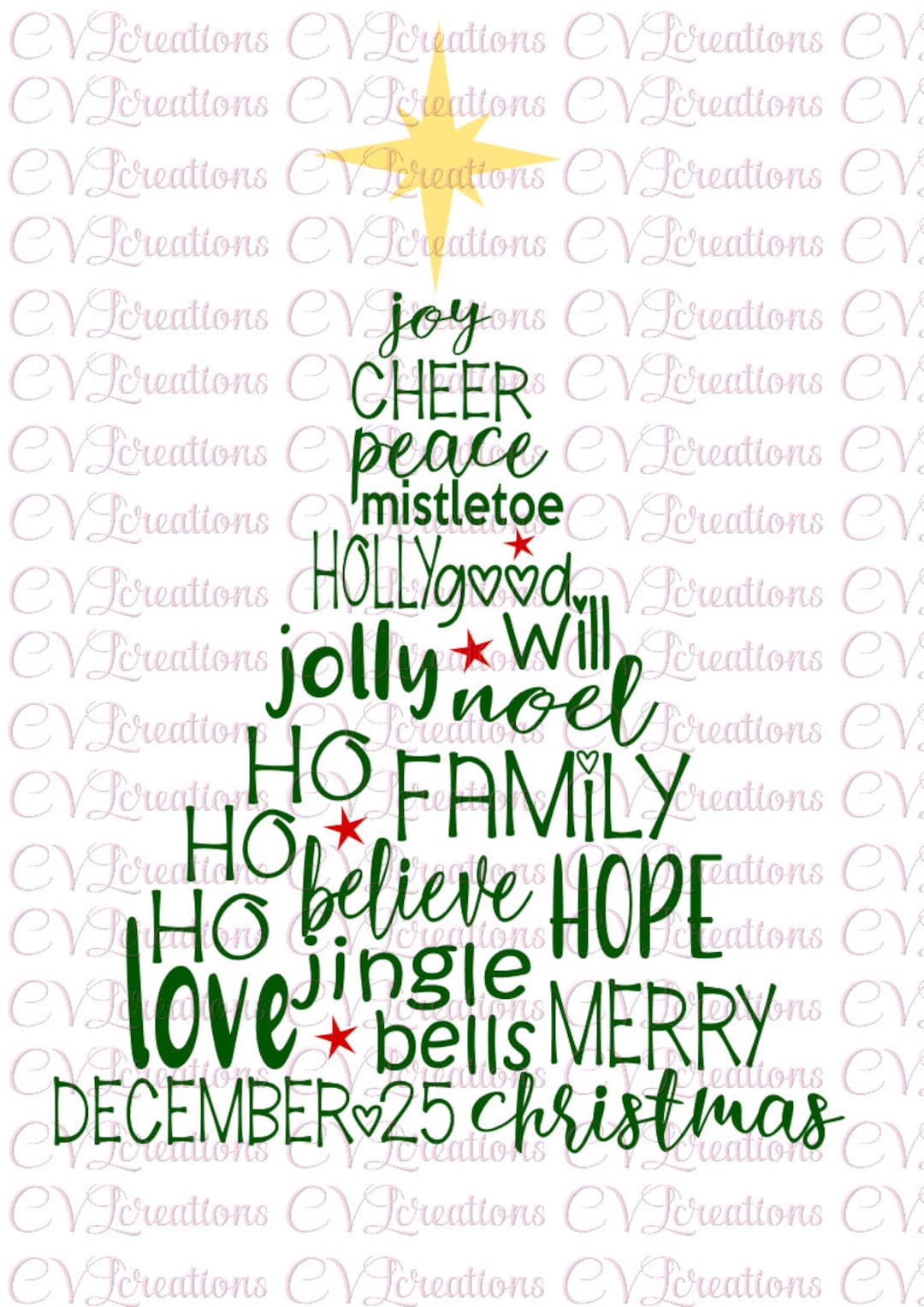 Christmas Tree Word Art SVG DXF EPS Pdf Png - Etsy