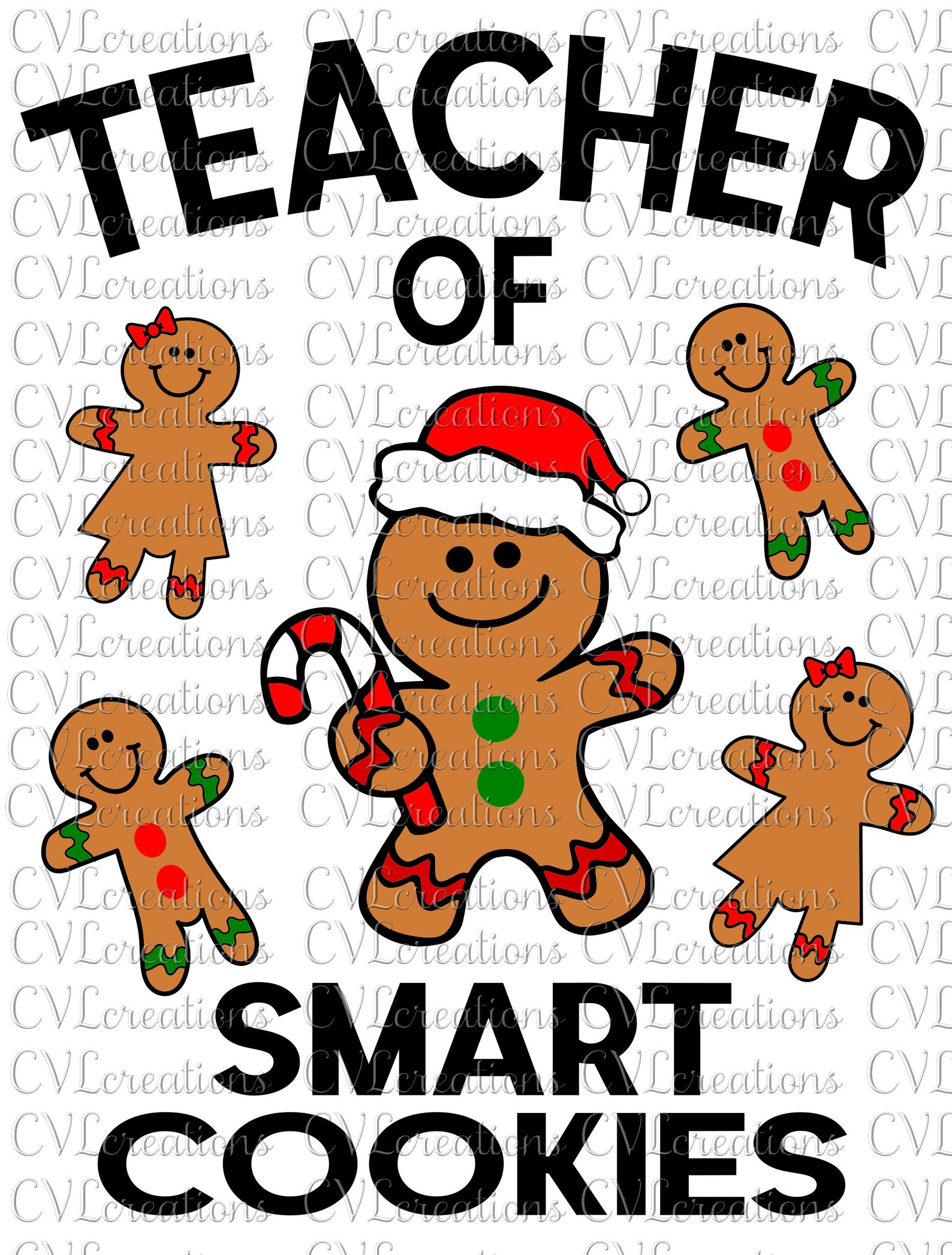 Teacher of Smart Cookies Gingerbread Man Christmas Digital | Etsy