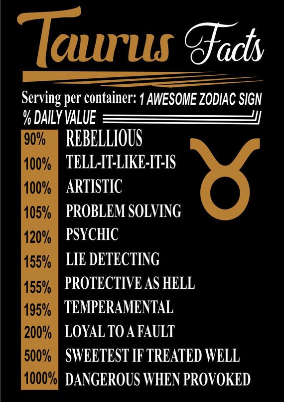 Awesome Zodiac Taurus Sign Facts-digital File SVG PNG DXF Pdf - Etsy
