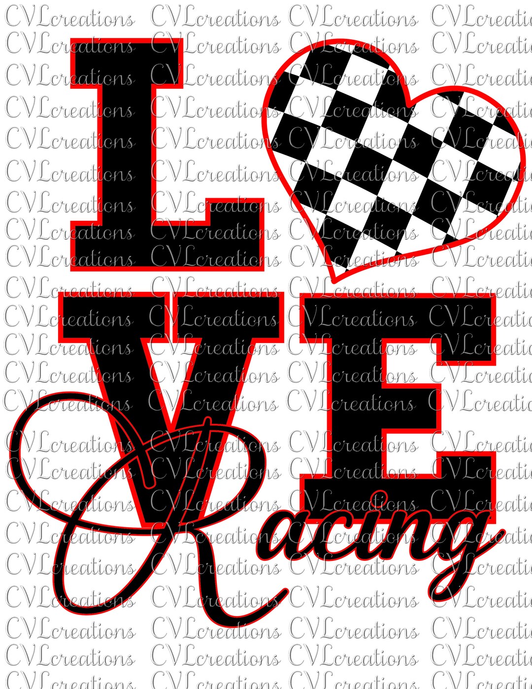 LOVE Racing Black and Red Digital File SVG PNG Dxf - Etsy