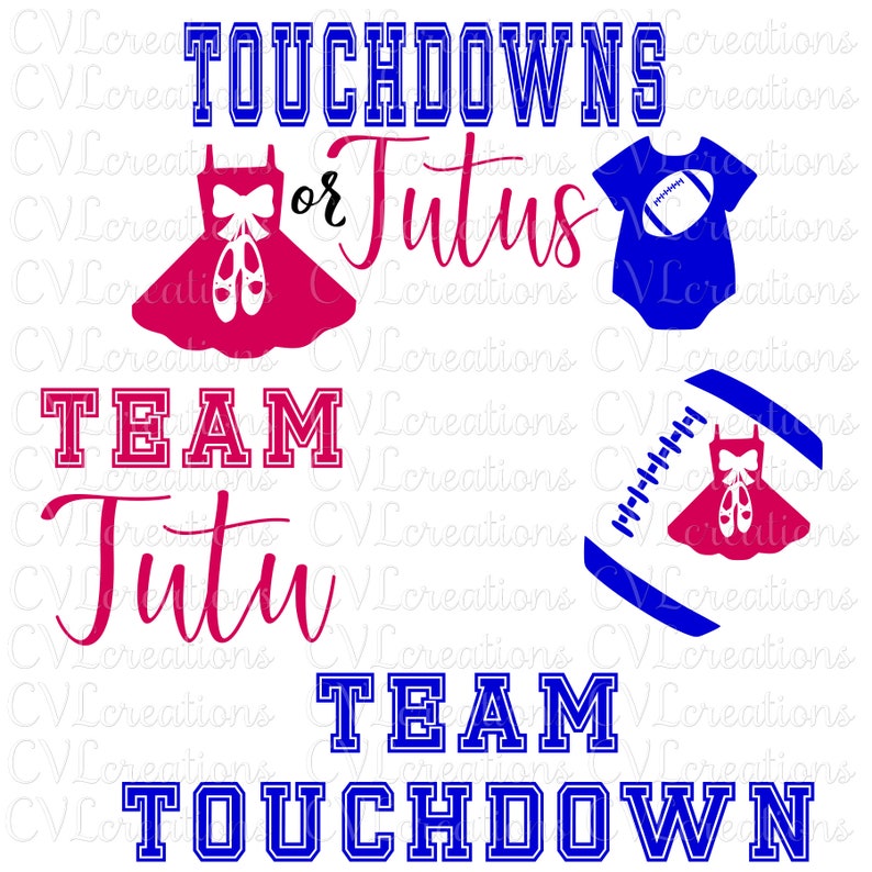 Touchdowns or Tutus Gender Reveal SVG PNG DXF Pdf Eps - Etsy