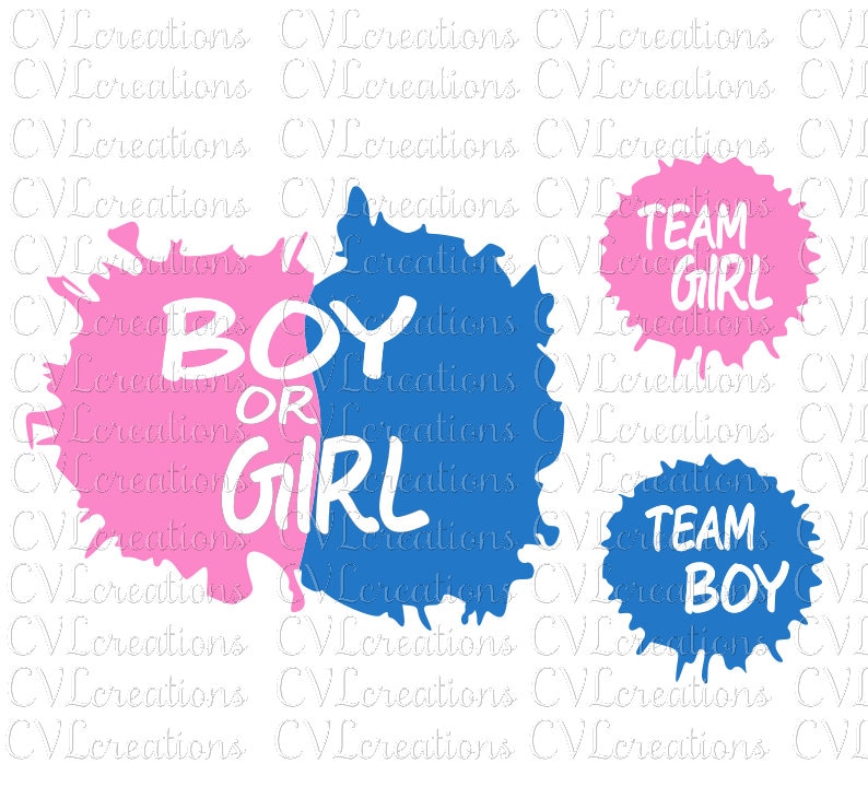 Boy or Girl Team Girl Team Boy Paint Splatter Gender Reveal SVG PNG DXF ...