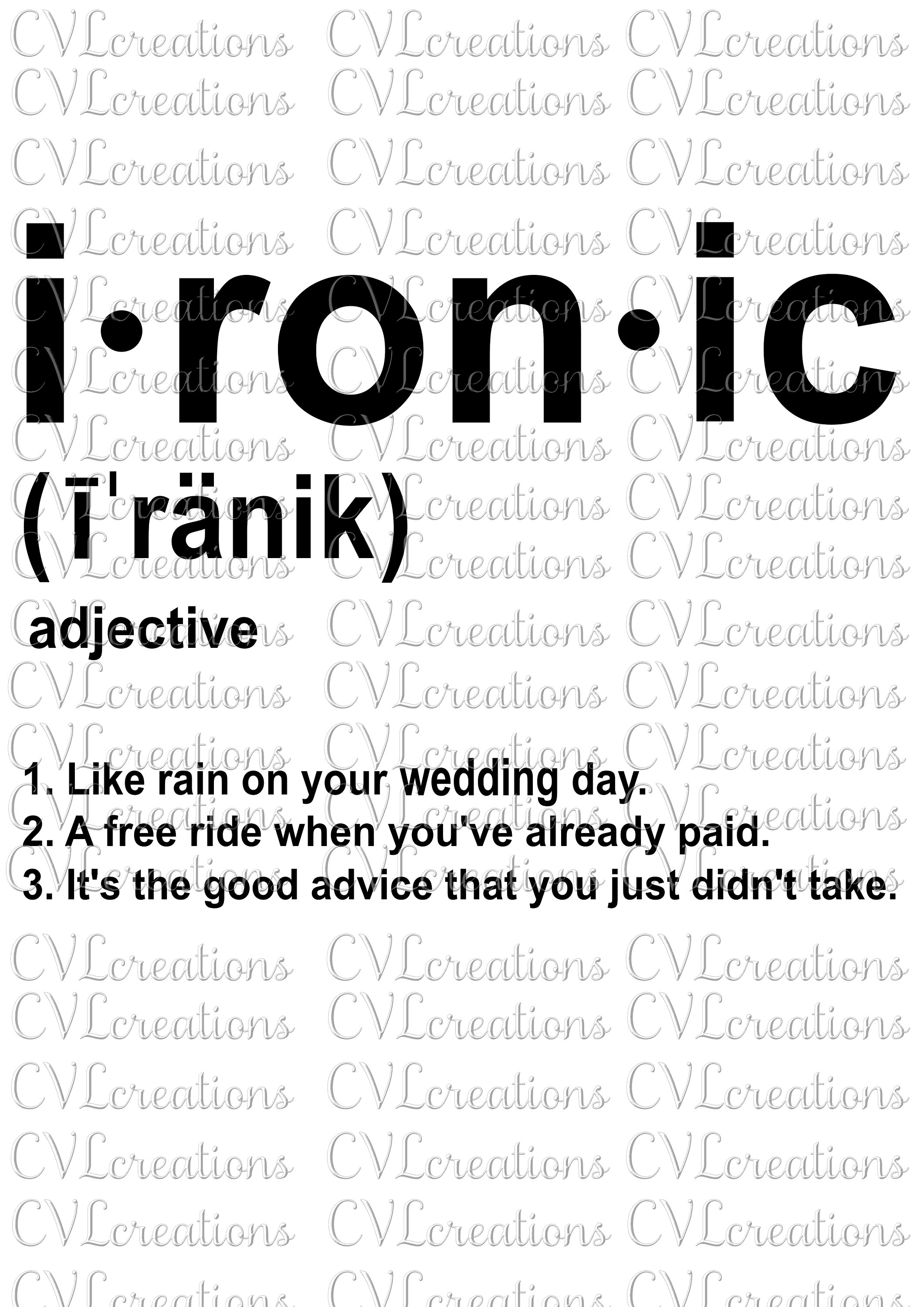 Ironic Definition Digital File SVG DXF PNG - Etsy