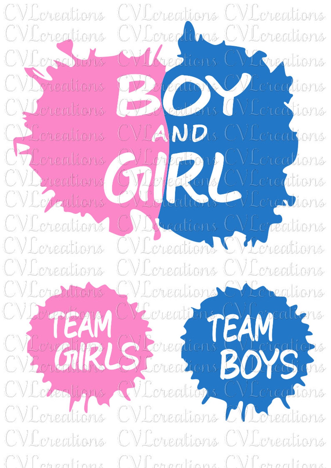 Twins--boy and Girl Team Girls Team Boys Paint Splatter Gender Reveal ...