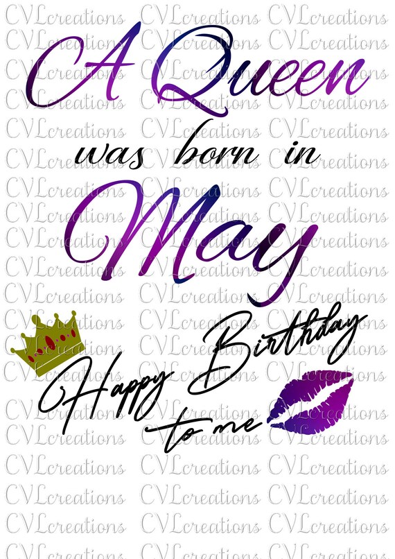 A Queen Was Born in May Happy Birthday to Me With Ombre PNG - Etsy