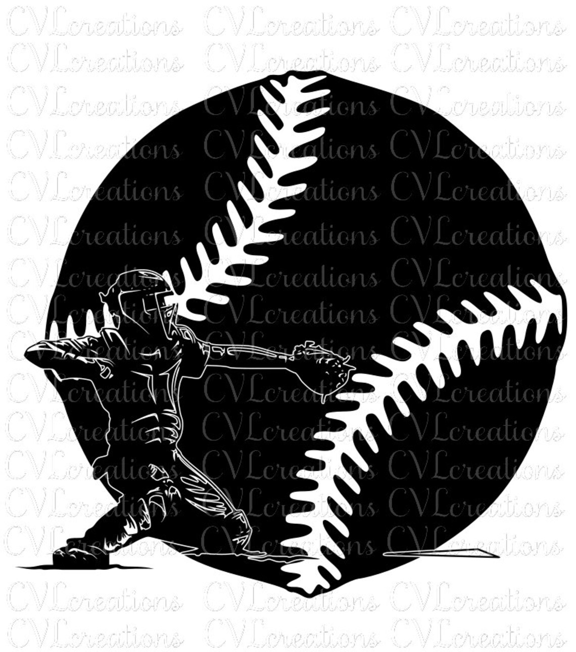 Baseball Catcher Digital File SVG PNG DXF Pdf Eps - Etsy