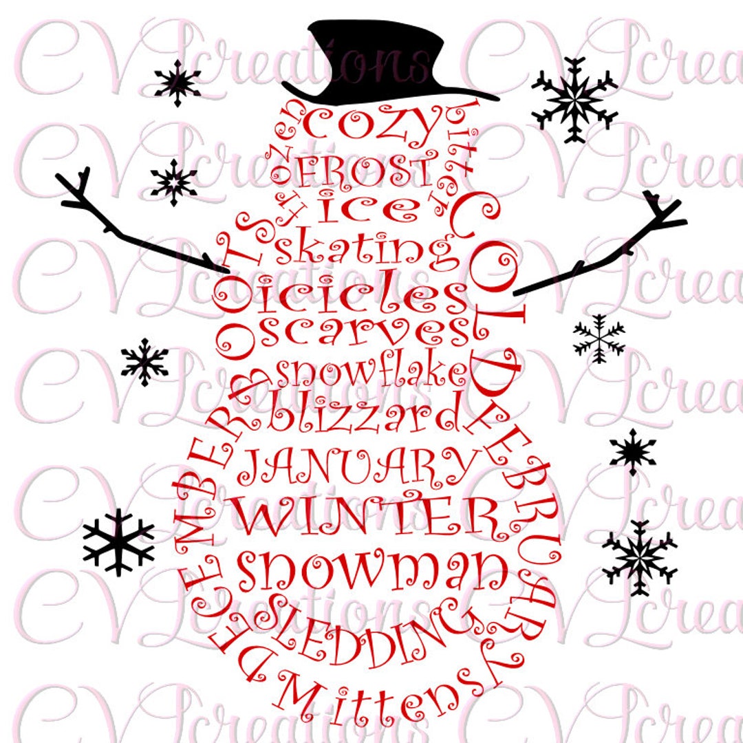 Christmas Snowman Word Art SVG DXF EPS Pdf Png - Etsy