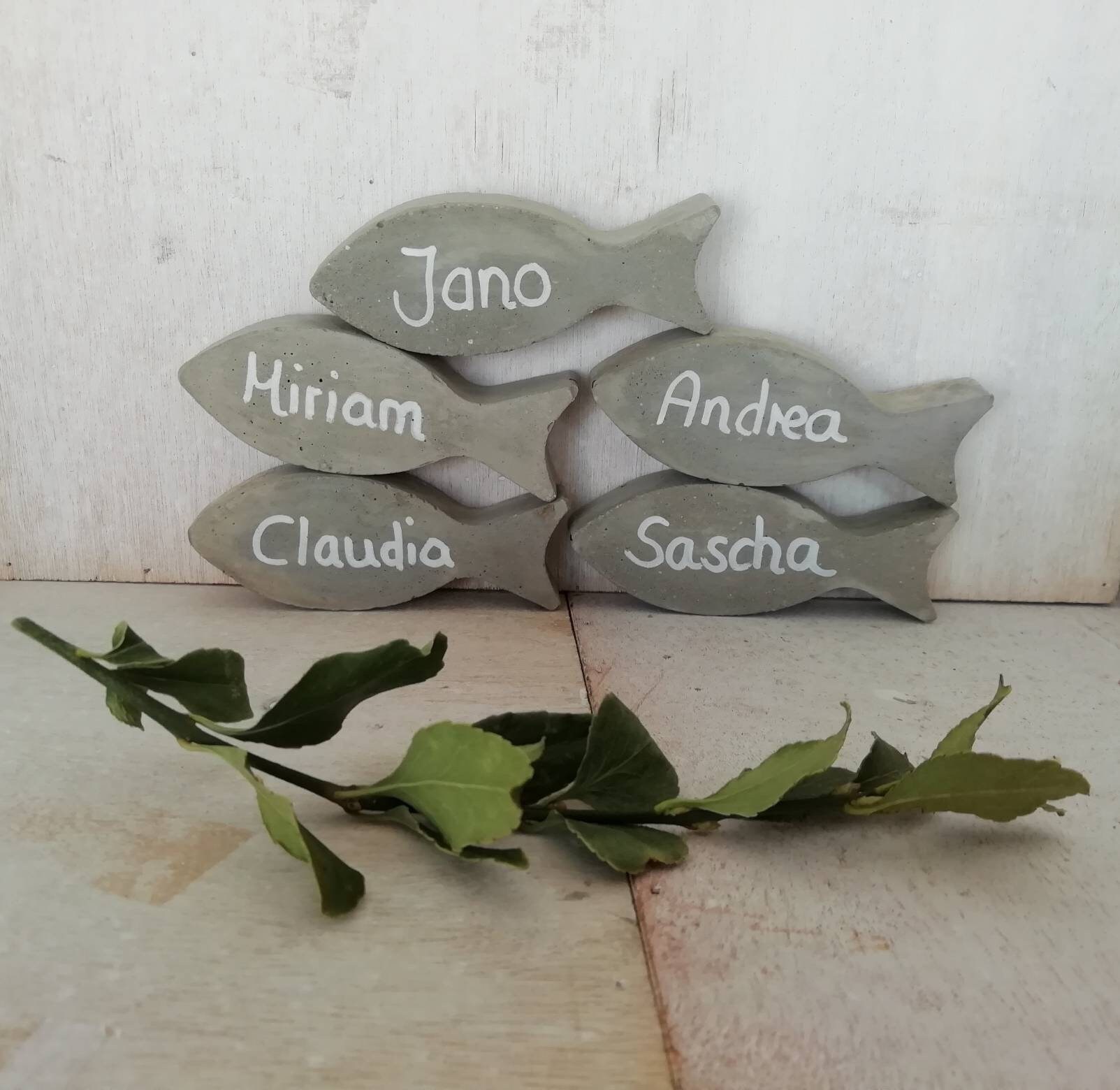 Sitzkärtchen Beton, Fische Sitzordnung / Gastgeschenk - Etsy.de