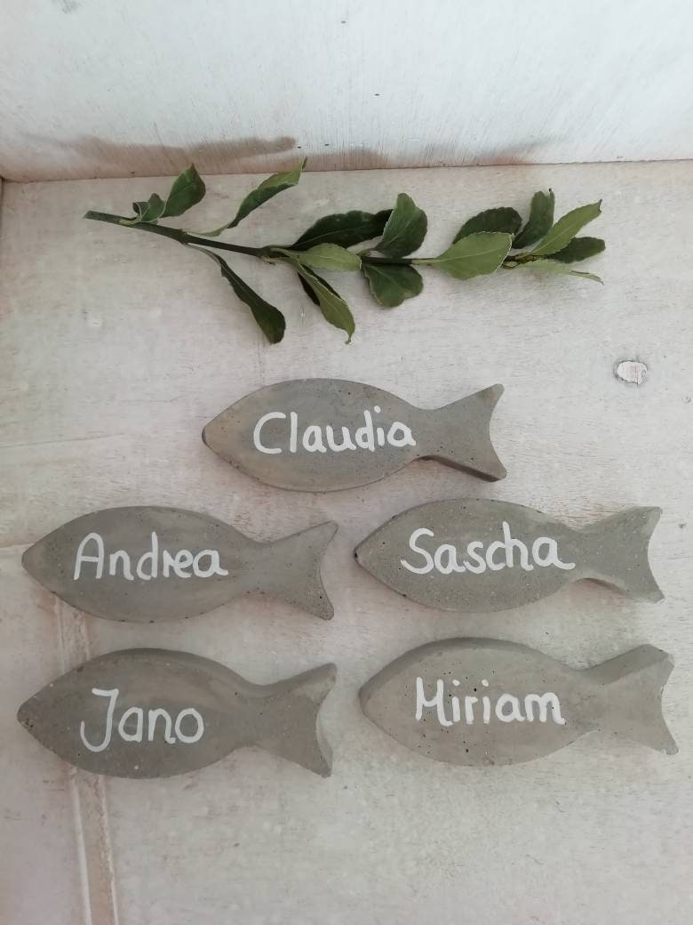 Sitzkärtchen Beton, Fische Sitzordnung / Gastgeschenk - Etsy.de