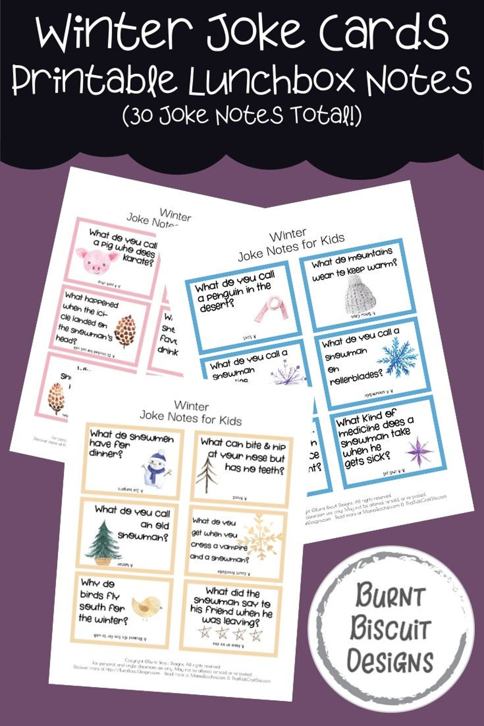 Winter Lunch Box Jokes Printable - Etsy