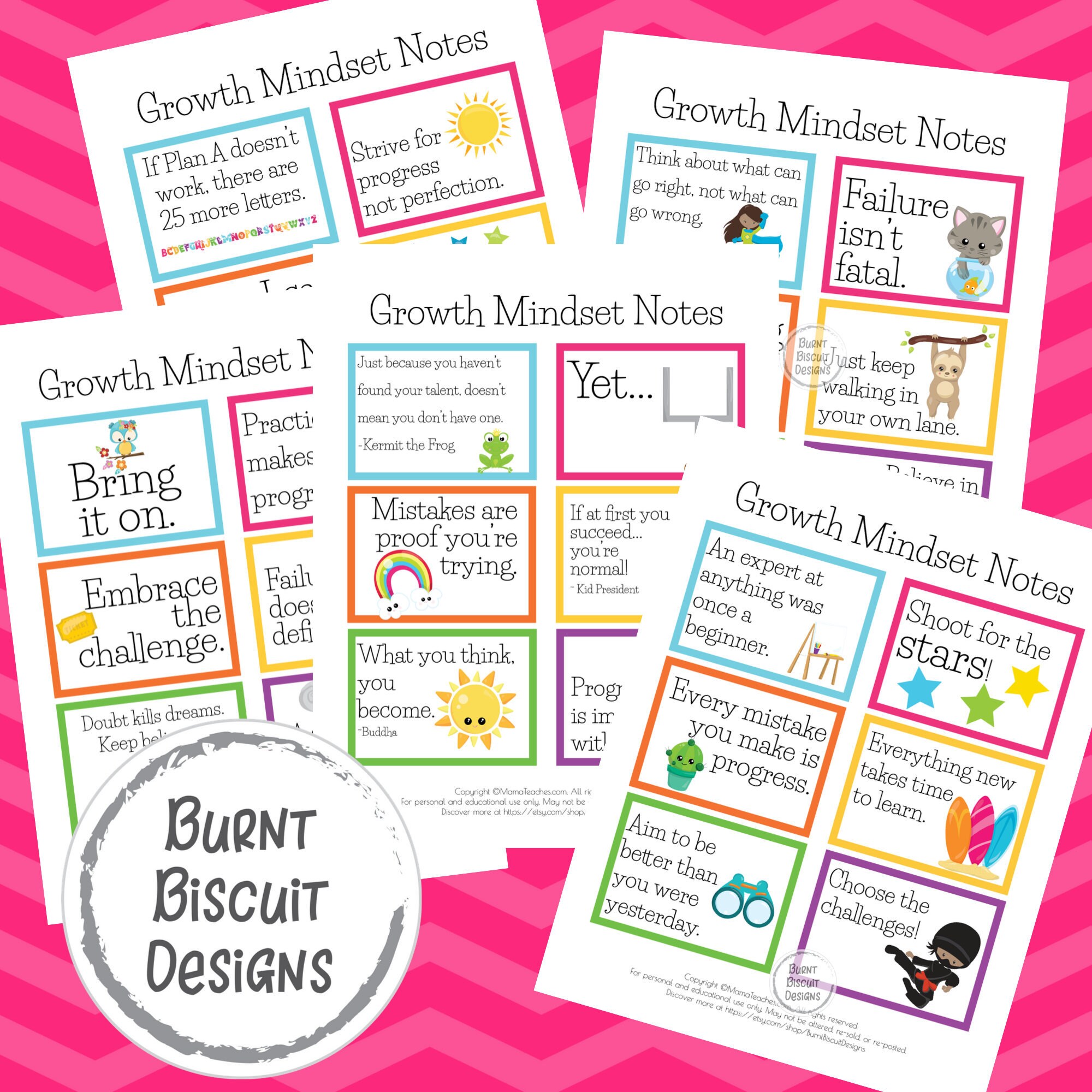 Growth Mindset Positive Printable Notes for the Classroom - Bold Colors ...