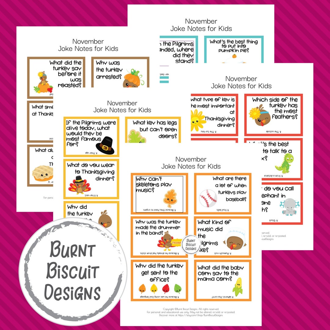 Thanksgiving Lunch Box Jokes Printable for November - Etsy