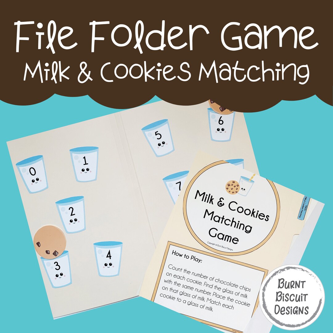 Preschool File Folder Game - Milk and Cookies Number Matching - Etsy