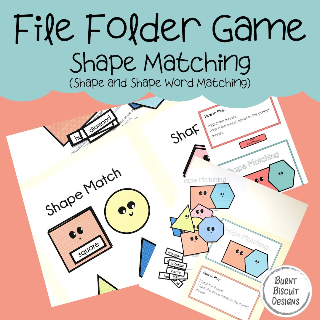 Preschool File Folder Game Shape Matching Math Activity - Etsy