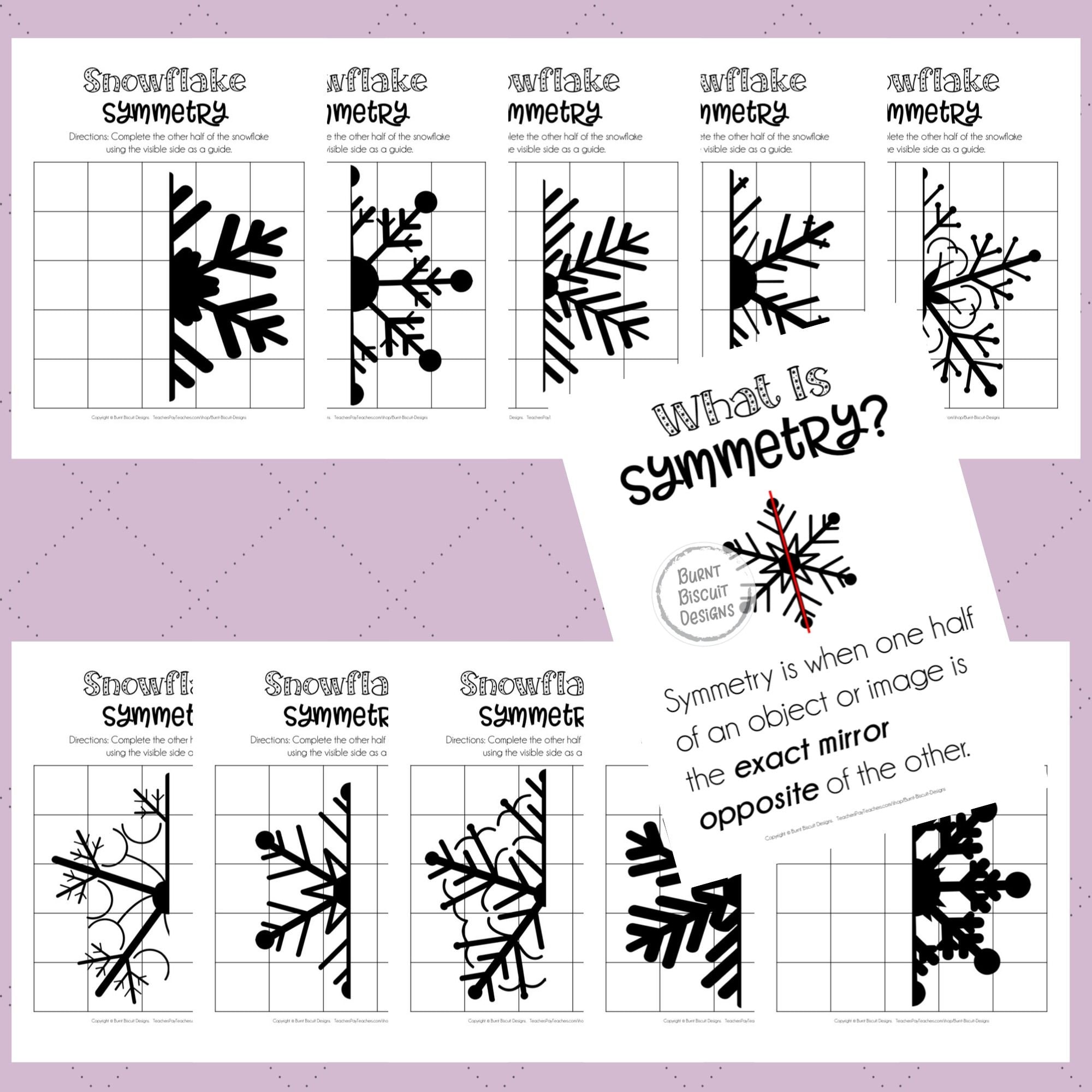 Math Printables: Symmetry With Snowflakes - Etsy